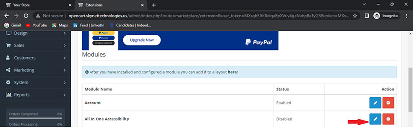 OpenCart ADA WCAG Accessibility widget installation
