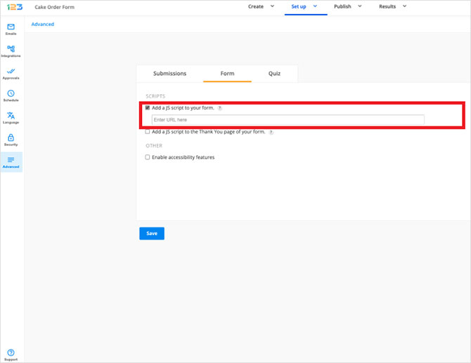 123FormBuilder accessibility widget installation - All In One Accessibility