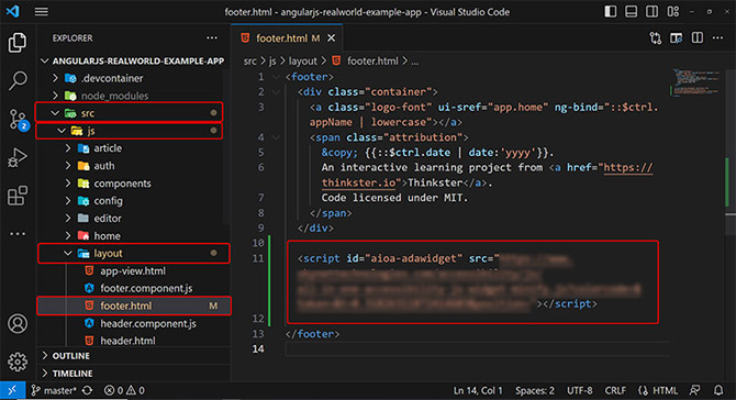 AngularJS web accessibility widget installation - All In One Accessibility