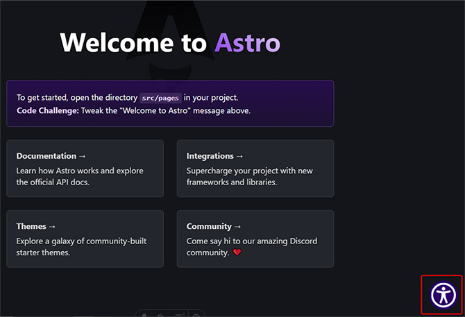 Astro web accessibility widget installation - All In One Accessibility