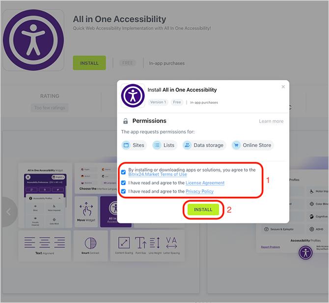 Bitrix24 accessibility widget installation guide