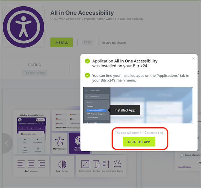Bitrix24 accessibility widget installation guide