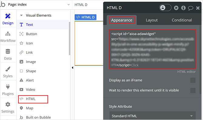 Bubble web accessibility widget installation - All In One Accessibility