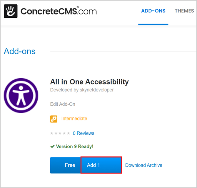 Concrete CMS website accessibility widget installation