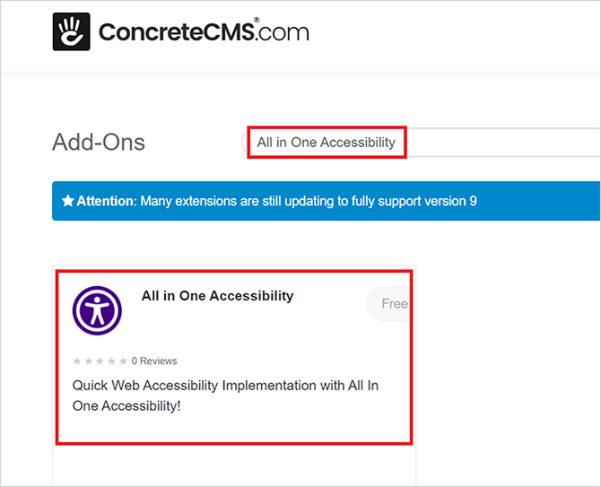 Concrete CMS website accessibility widget installation
