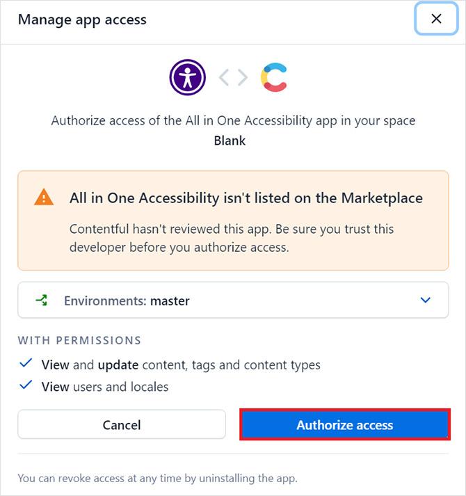 Contentful web accessibility widget installation - All In One Accessibility