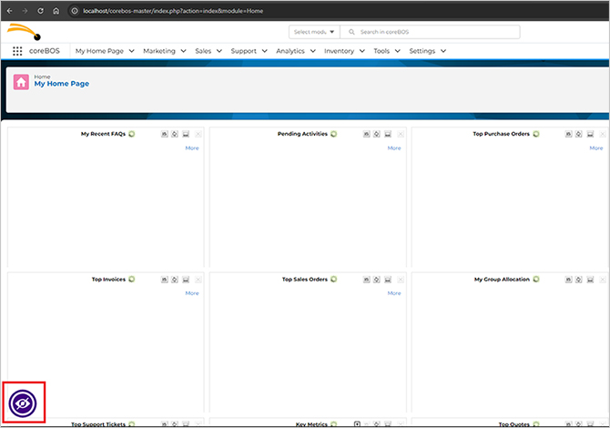 coreBOS web accessibility widget installation - All In One Accessibility