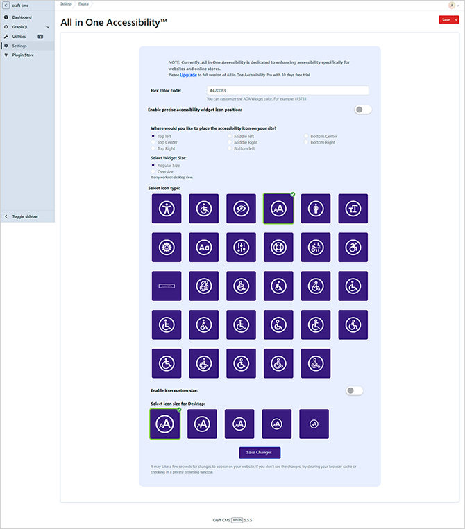 Craft CMS web accessibility widget installation - All In One Accessibility