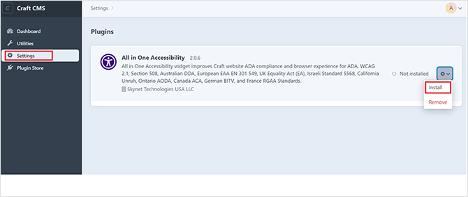 Craft CMS web accessibility widget installation