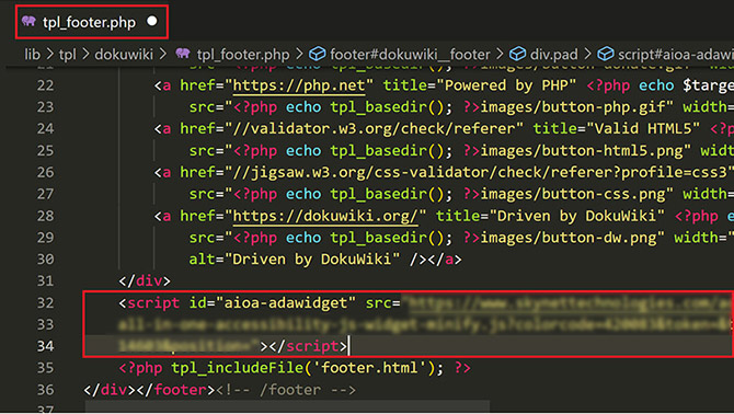 DokuWiki web accessibility widget installation - All In One Accessibility