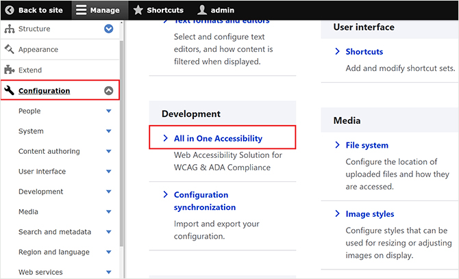 Drupal ADA Compliance widget installation - All In One Accessibility