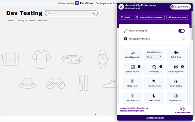 EasyStore web accessibility widget installation - All In One Accessibility
