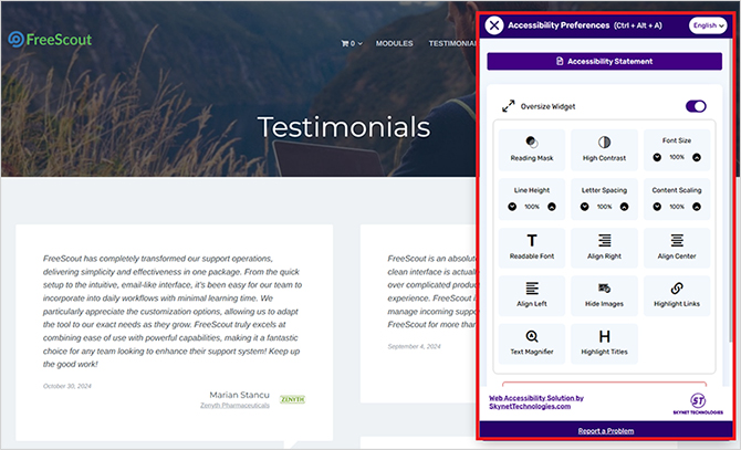 FreeScout web accessibility widget installation - All In One Accessibility