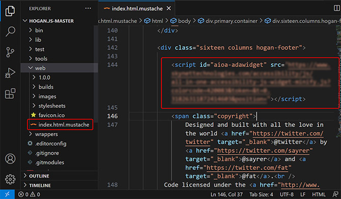 Hogan.js web accessibility widget installation - All In One Accessibility