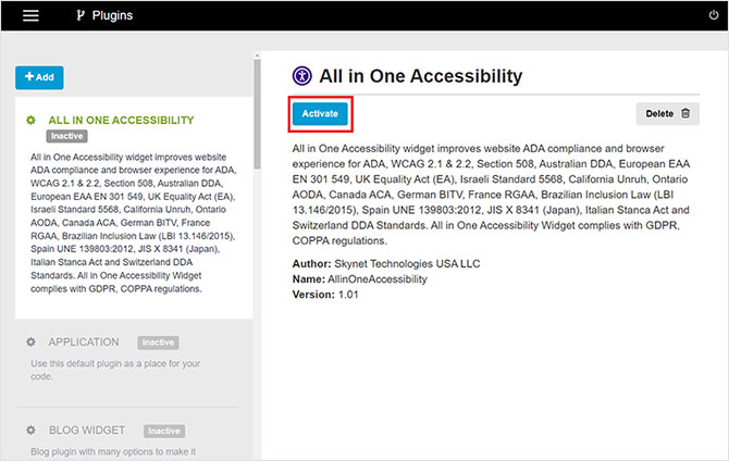 ImpressPages website accessibility widget installation