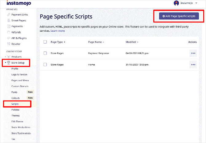 Instamojo web accessibility widget installation - All In One Accessibility