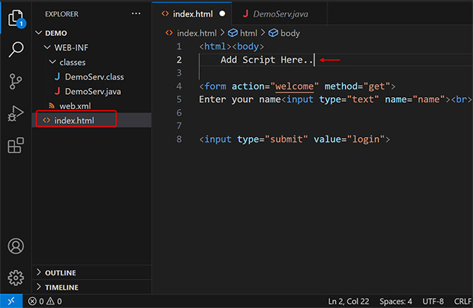 Java Servlet website accessibility widget installation