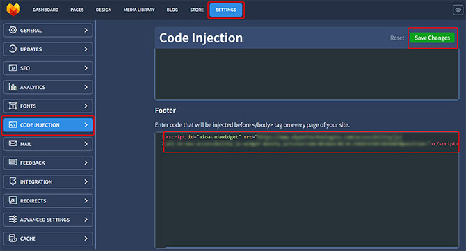 MotoCMS web accessibility widget installation