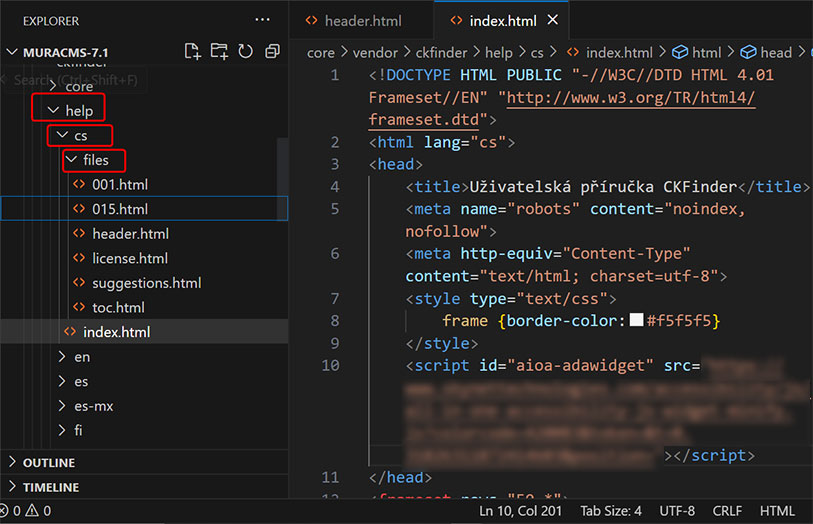 Mura CMS web accessibility widget installation - All In One Accessibility