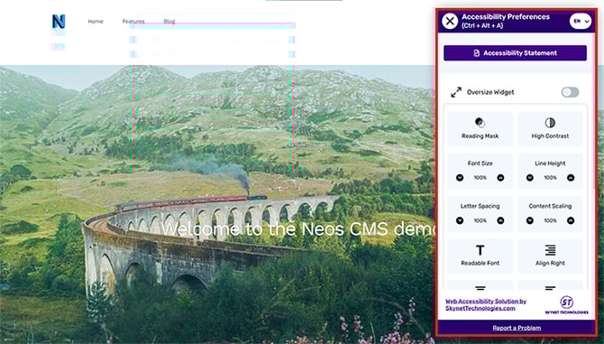 Neos web accessibility widget installation - All In One Accessibility