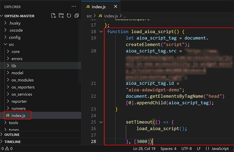 Oxygen web accessibility widget installation - All In One Accessibility