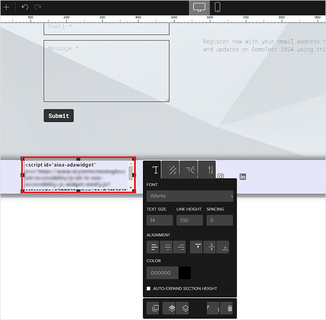Pixel web accessibility widget installation - All In One Accessibility