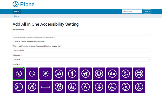 Plone web accessibility widget installation - All In One Accessibility