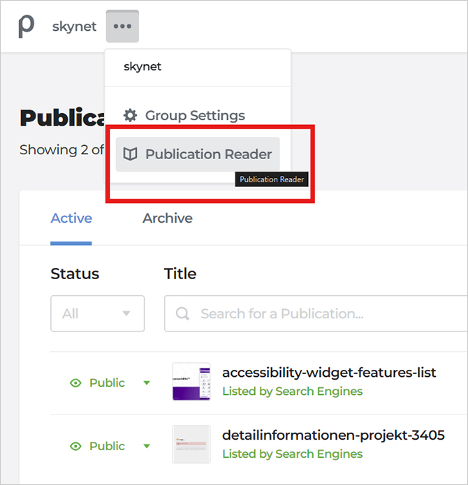 Publitas web accessibility widget installation - All In One Accessibility