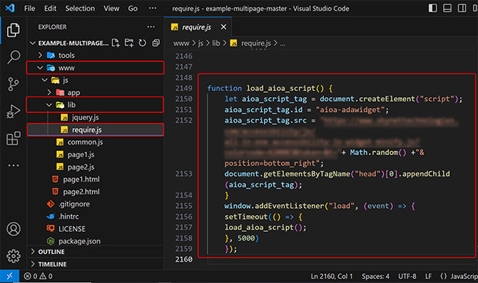 RequireJS web accessibility widget installation - All In One Accessibility