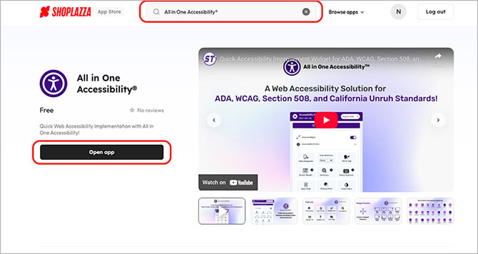 Shoplazza web accessibility widget installation - All In One Accessibility