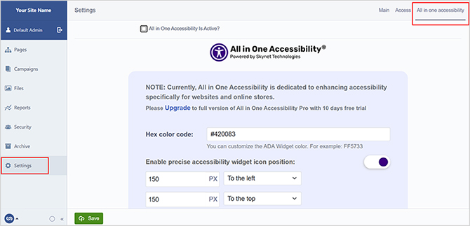 Silverstripe website accessibility widget installation