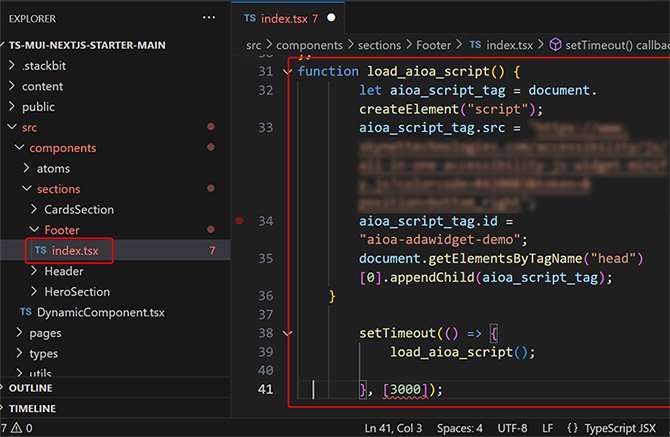 Stackbit web accessibility widget installation - All In One Accessibility