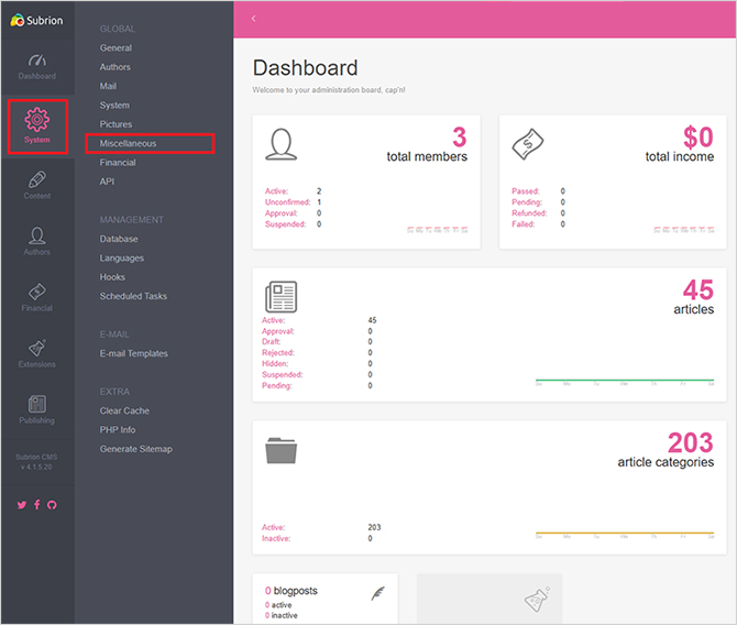 Subrion web accessibility widget installation - All In One Accessibility