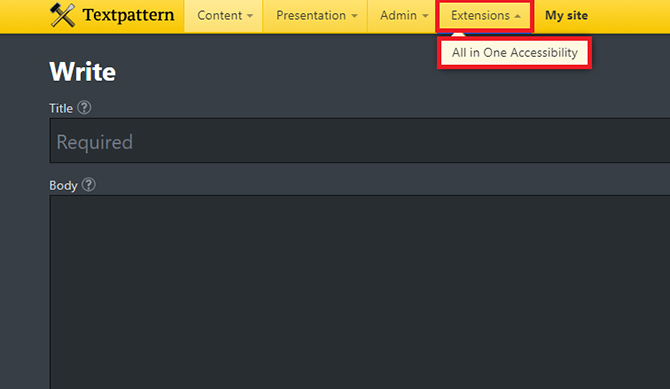 Textpattern website accessibility widget installation