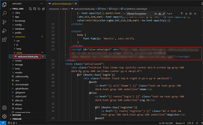 Twill CMS web accessibility widget installation - All In One Accessibility