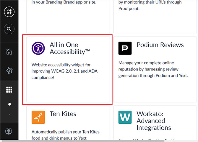 Yext web accessibility widget installation - All In One Accessibility