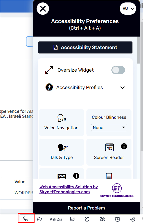 Zoho CRM web accessibility widget installation - All In One Accessibility