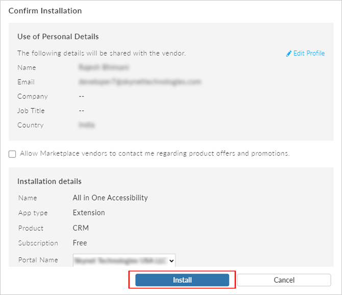 Zoho CRM web accessibility widget installation - All In One Accessibility