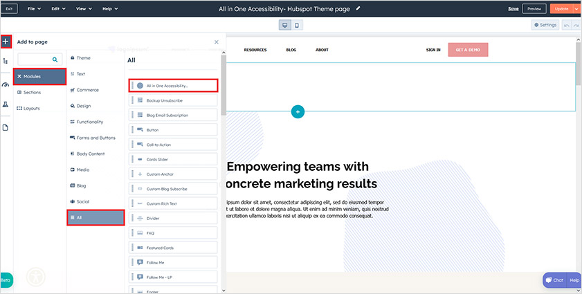 HubSpot ADA WCAG Accessibility Widget Installation