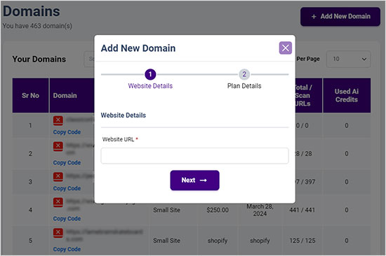 Manage Domains - All in One Accessibility