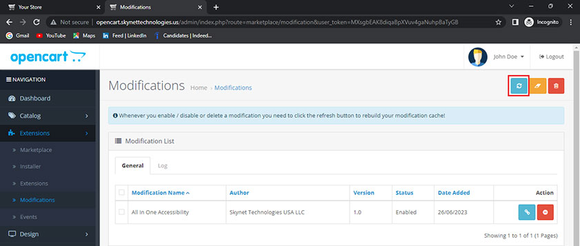 OpenCart ADA WCAG Accessibility widget installation